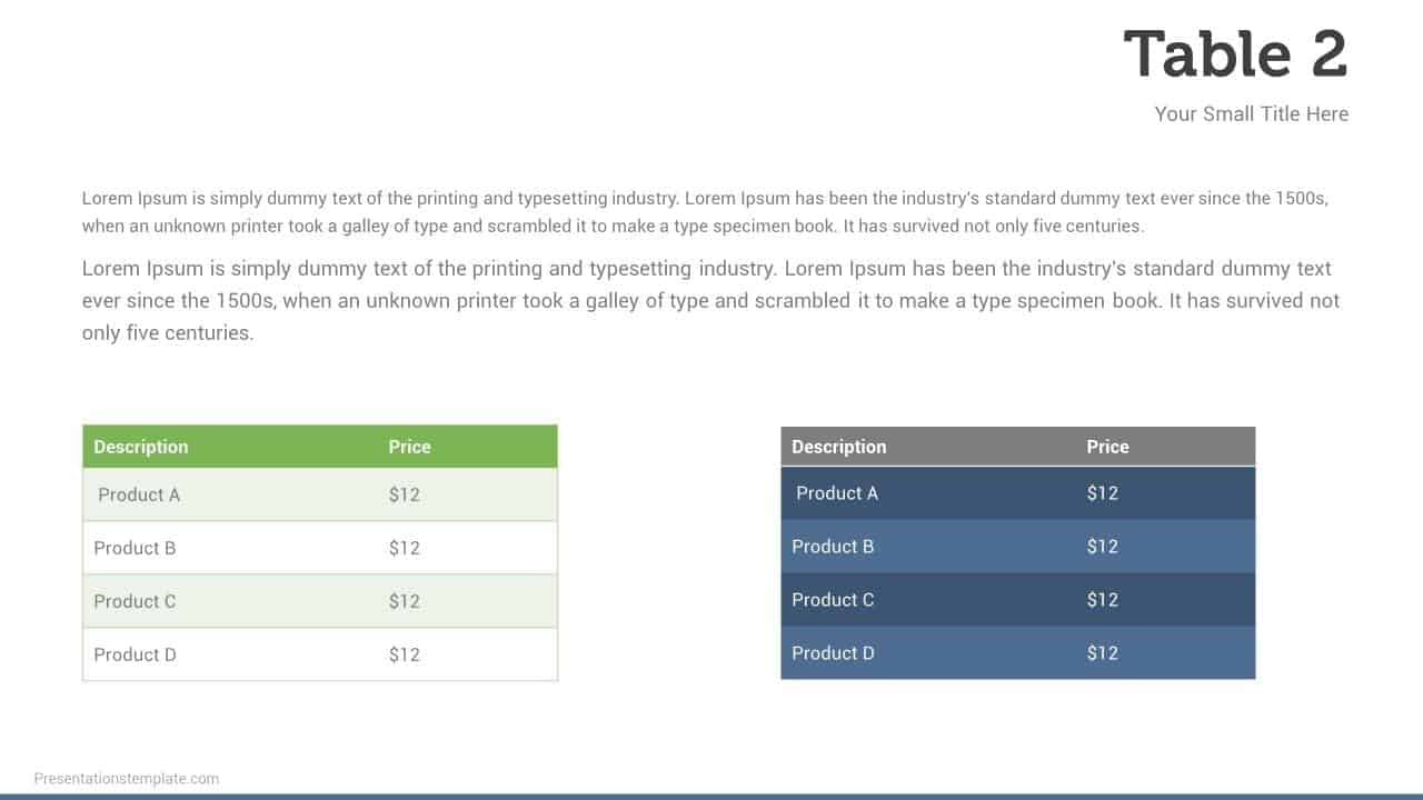Table Slides - Presentations Template